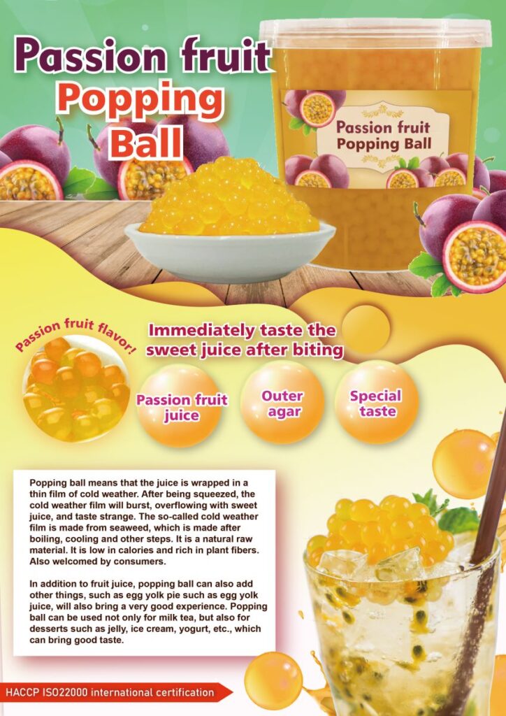 Passion fruit popping boba (popping pearls) – LI CHENG BIOTECHNOLOGY CO ...